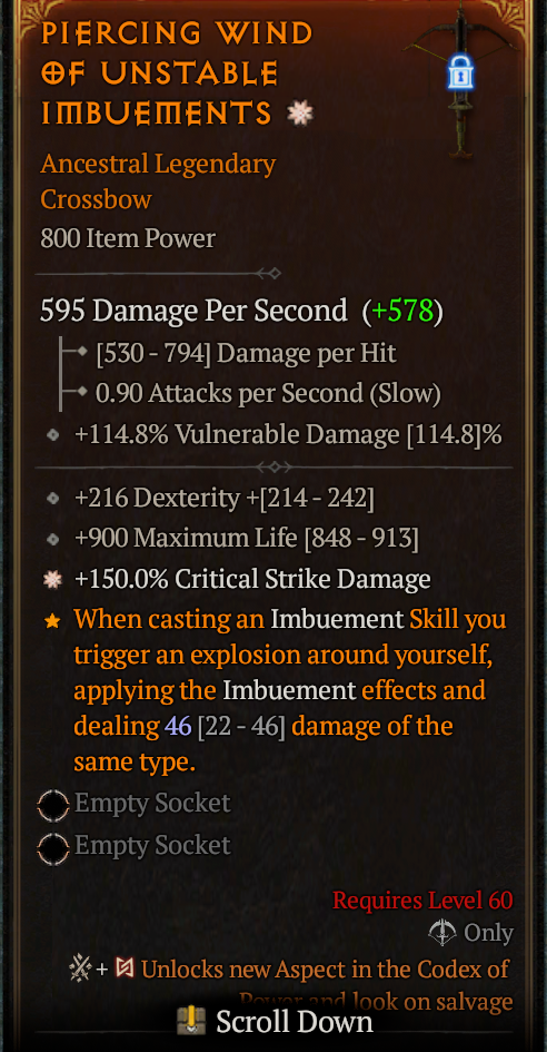 Diablo 4 [Season 10 Softcore] Bow - PIERCING WIND OF UNSTABLE ...
