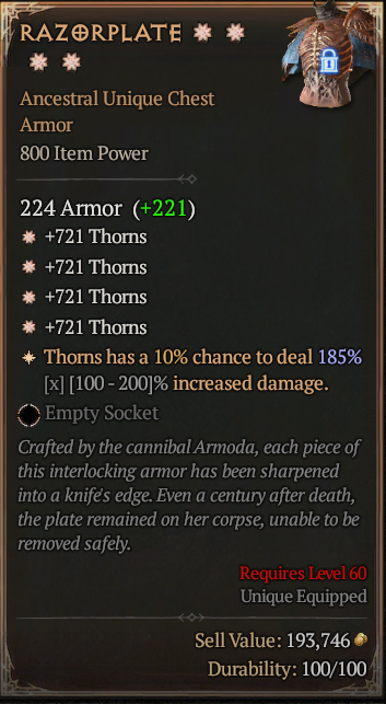Diablo 4 [Season 9 Softcore] Chest Armor - RAZORPLATE #11459513