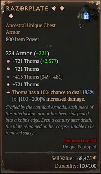 Diablo 4 [Season 9 Softcore] Chest Armor - RAZORPLATE #10742107